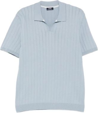 Barba Homme, Tops, Bleu, Taille: 3XL Polo en coton tricot&eacute; sans boutons
