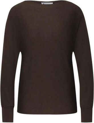 Street One Femme, Tops, Brun, Taille: 40 FR SweaT-shirt en viscose avec poignets et ourlet c&ocirc;tel&eacute;s