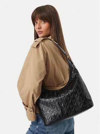 Calvin Klein Handtasche Emblem Aop Debossed Medium Shbag LV04F3875G Schwarz