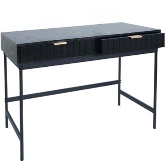 Hhg Konsolentisch HHG 232, Telefontisch Ablagetisch, Industrial Schublade Melamin 85x100x40cm Holzoptik schwarz