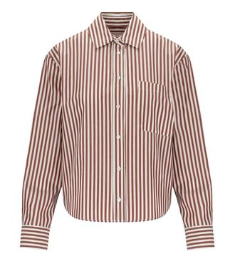 Weekend by Max Mara CHEMISE PANETTO &Agrave; RAYURES BLANCHE ET MARRON MAX MARA WEEKEND