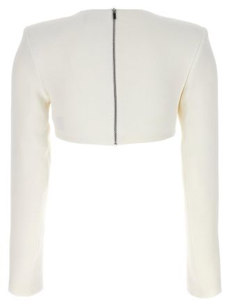 DAVID KOMA Crystal Chain Detail Top - Cream
