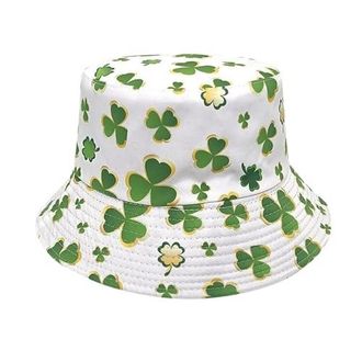 Generic Chapeau cloche r&eacute;versible pour la Saint-Patrick pour homme et femme - Double face - Motif tr&egrave;fle irlandais - Accessoires de costume, B - blanc., Taill