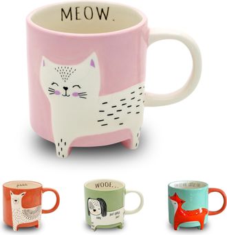 Winkee Cute Animal Kaffeetasse Katze Lia I Die s&uuml;&szlig;e Katzen-Tasse I XXL Tasse ca. 500 ml I Cute Coffee Mug