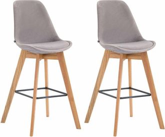 Clp 2er Set Barhocker Metz Samt grau natura