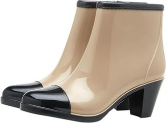 Frcolor Pluie Courtes à Talons pour Femmes Design Mode Antidérapant Semelle PVC Fermeture Éclair Latérale Élégante Protection Extérieure Résistante
