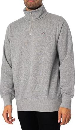 GANT REG Half Sweat Sweatshirt &Agrave; Demi-Zip Shield Regular, Grey Melange, M Homme