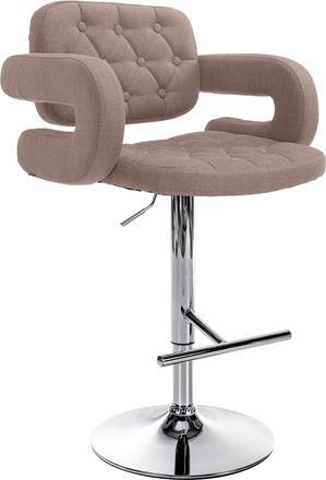 Clp Barhocker Dublin Mit Stoff-Bezug I Höhenverstellbar, Farbe:Taupe, Gestell Farbe:Chrom