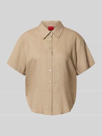 HUGO BOSS Loose Fit Kurzarmblusen aus Leinen-Viskose-Mix Modell ENCANTADA