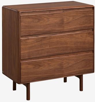 Sklum Kommode mit 3 Schubladen 80x40 cm aus Treveris-Holz Braun Walnuss