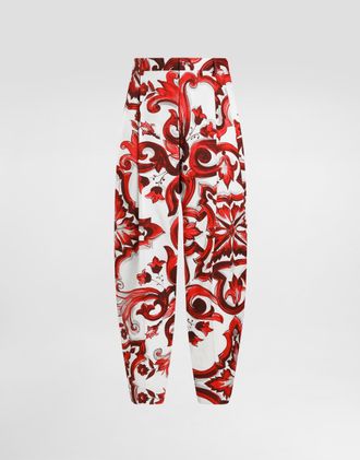 Dolce & Gabbana Hose Aus Drill Mit Majolika-print - Mann Hosen Und Shorts Multicolor 48