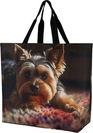 Generic Chien Couch&eacute; Sur Le Tapis Sac Fourre-Tout Pliable Sacs De Courses L&eacute;ger Sac A Main Femme Pour Plage Universit&eacute; Travail