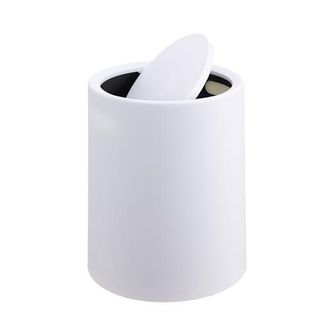 Relaxdays Kosmetikeimer, 6 Liter, mit Schwingdeckel, Inneneimer, Matter Kunststoff, runder Badezimmer M&uuml;lleimer, wei&szlig;