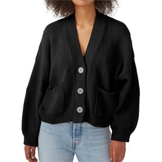 Generic Cardigan en tricot &eacute;pais &agrave; manches longues pour femme, coupe d&eacute;contract&eacute;e, v&ecirc;tement dext&eacute;rieur boutonn&eacute; avec poches, gris, taille XL, pour un usage qu