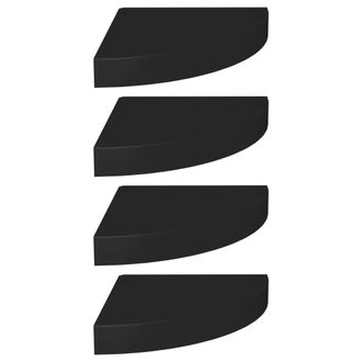 Generic vidaXL 4X Eckregal Schweberegal Wandregal B&uuml;cherregal CD DVD Regal Wandboard H&auml;ngeregal Wand Dekoregal Freischwebend Schwarz 25x25x3,8cm MDF