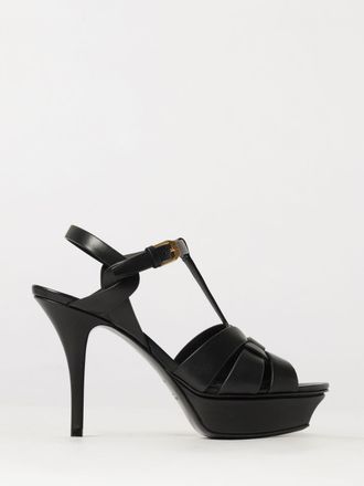 Saint Laurent Sandales &agrave; plateforme en cuir de veau avec talon aiguille haut