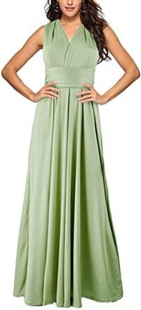Onsoyours Femme Sexy V-Col Robe Elégante Soirée sans Dos Cocktail Robes Multi-Style Demoiselle dhonneur Mariage Fête Longue Bandage Noces Long Dress Vert XL