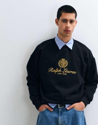 Polo Ralph Lauren sweat-shirt &agrave; grand logo &eacute;cusson noir