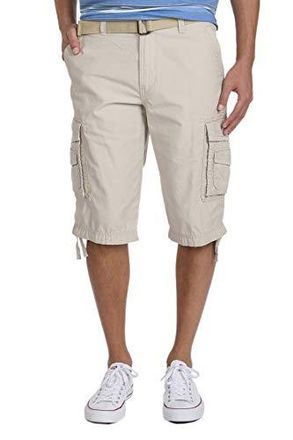 Unionbay Short Cargo Cordova Messenger avec Ceinture - pour Homme - Tailles Normales et Grandes - Beige