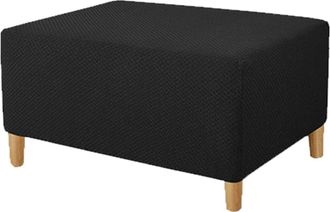 Generic Universeller rechteckiger Hocker&uuml;berzug, geeignet for Hocker verschiedener Gr&ouml;&szlig;en, kann in Wohn- und Schlafzimmern verwendet Werden.(Black,Medium)