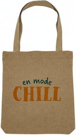 Fabulous Sac Shopping Tote Bag Aspect Lin - En Mode Chill Vacances Maison Week-End Relax - Sac de Courses Toile Epaisse 360g Beige Naturel Cabas Port&eacute; Epaule S