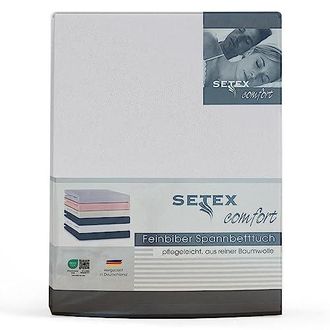 Setex Drap-Housse en Flanelle, 100 x 200 cm, 100% Coton, Blanc cass&eacute;