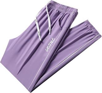 Generic Pantacourt d&eacute;contract&eacute; en lin &agrave; s&eacute;chage rapide avec poches zipp&eacute;es pour femme, Violet-3, 3XL