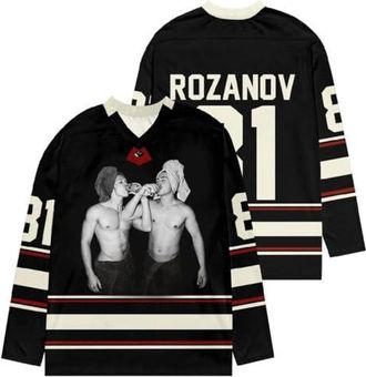 Generic Maillot de hockey HeatRivalry Merch Rozanov Hollander CP - Unisexe col en V &agrave; manches longues - Pour les fans de CP, Noir-81, 6XL