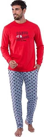 Achile Pyjama Long en Pur Coton Coeur &agrave; Prendre - Couleur - Rouge - Taille - 4/Large