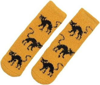 Generic Chaussettes de sport en polaire douce pour femme Halloween chauve-souris citrouille corail, a, Taille unique
