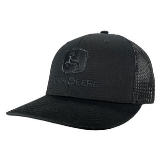 John Deere John Deere Solid Black 6-Panel Adjustable Mesh Snapback Hat with Embroidered Logo, Schwarz, Einheitsgr&ouml;&szlig;e