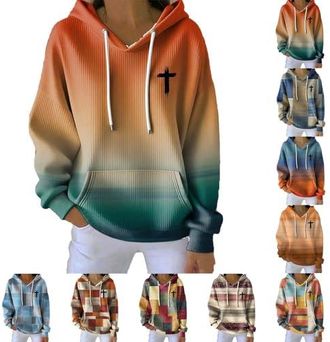 Generic HUIFUAO Sweat &agrave; capuche chr&eacute;tien pour femme, sweatshirt amusant J&eacute;sus avec imprim&eacute; croix, verset de la Bible, sweatshirt inspirant le dieu religieux, 