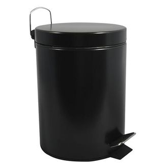 MSV Poubelle Cosmétique Salle de Bain - Acier Inoxydable avec Seau Intérieur Amovible - Poubelle à Pédale Élégante - Compacte et Pratique - Noir mat - 5L
