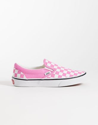 Vans Baskets &agrave; enfiler &agrave; motif damier - Rose et blanc