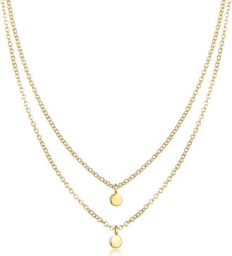Elli Halsketten - Halskette 2-lagig Erbskette Layer Kreis Geo 375 Ge - Gr. unisize - in Gold - für Damen