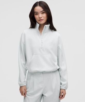 lululemon Gebürstetes Top aus Softstreme mit halblangem Reißverschluss für Frauen - Größe 0 in Ocean Air