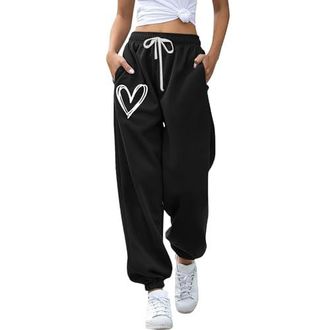 Generico Pantalon de sport pour femme dhiver pantalon de surv&ecirc;tement pour femme avec cordon de serrage taille haute pantalon coupe large pantalon avec poches d