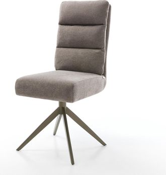 DELIFE Drehstuhl Pela-Flex Strukturstoff Soft Taupe Kreuzgestell breit Effektfinish Titan 360&deg; drehbar Wippfunktion Taschenfederkern, Esszimmerst&uuml;hle