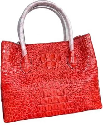Generic Sac cabas pour femme en cuir de crocodile v&eacute;ritable, bleu ciel, Corful. Sac &agrave; main bandouli&egrave;re simple en cuir dalligator v&eacute;ritable