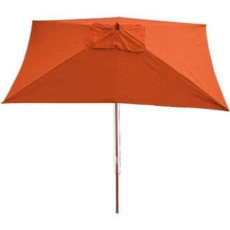 Hhg Parasol en bois, parasol de jardin Florida, parasol de march&eacute;, rectangulaire 2x3m, terre cuite