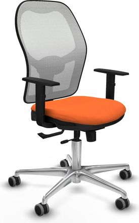 Piqueras y Crespo B&uuml;rostuhl mit 1D-Armen, h&ouml;henverstellbare Lendenwirbelst&uuml;tze, ausgestattet mit Syncro/Traslack und injiziertem Schaumstoff, Wei&szlig;/Orange