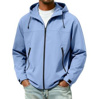 Generic Veste dext&eacute;rieur imperm&eacute;able pour homme - Veste de pluie avec capuche - Veste softshell l&eacute;g&egrave;re - Grande taille - Veste de randonn&eacute;e - Veste dext&eacute;rieur