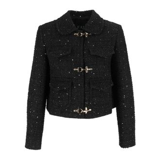 Fay Femme, Vestes, Noir, Taille: 42 FR Giacca Bott. Mezza Sfera +3 Ganci
