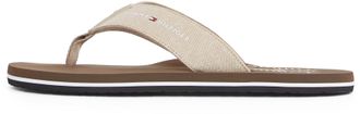 Tommy Hilfiger Herren Flip Flops Chambray mit Leinen, Beige (Beige), 40