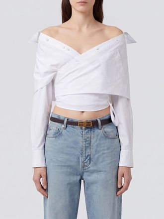 Balenciaga Gerafftes Cropped-Hemd aus Baumwolle mit langen &Auml;rmeln