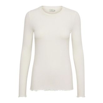 Kaffe Einfaches Langarm-Top Kreide - - Tops - Damen - Wei&szlig; - XS