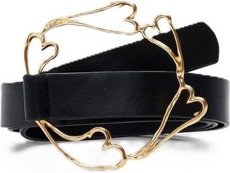 Desigual Damen Belt_zalio Hearts_Leather Gürtel, schwarz/weiß, One Size