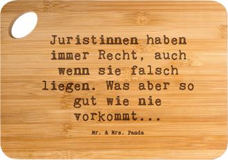 Mr. & Mrs. Panda Bambus - Schneidebrett Spruch Juristin Recht - Geschenk, Juristinnen haben Immer Recht, Juristinnen Geschenk, K&uuml;chenbrett