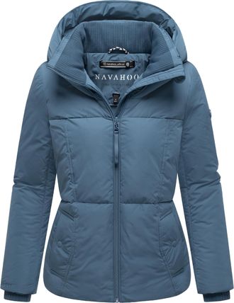 Navahoo Damen Winterjacke warme Steppjacke mit großer Kapuze Flüsterfee 14 Dusty Blue Gr. XXL