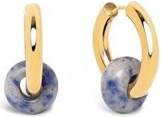 Singularu Boucles doreilles Créoles Carmen True Marine. Acier avec finition plaqué or 18 kt et pierres naturelles. Fermoir créole/click. Bijoux pour femme